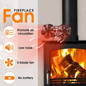 Xmasneed Wood Stove Fan Heat Powered, 12 Blade Fireplace Fan Non-Electric, Thermoelectric Fan EcoFan for Wood Burning Stove/Pellet/Log Burner (with Accessories Magnetic Thermometer), Dual Motors