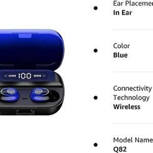 Kinganda Bluetooth Headphones True Wireless Earbuds Touch Control with LED Charging Case, IPX7 Waterproof, HiFi Stereo in Ear Earphones, Deep Bass Sports Ear Buds with Built-in Mic Blue