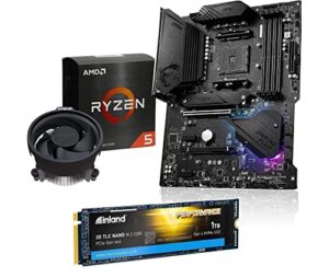 inland performance 1tb nvme 4.0 m.2 2280 nvme ssd +amd ryzen 5 5600x desktop processor bundle with msi mpg b550 gaming plus atx gaming motherboard