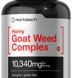 Horny Goat Weed Complex | 10,340 mg | 180 Capsules | Vegetarian, Non-GMO, and Gluten Free Formula with Tribulus, Maca, Yohimbe, and L-Arginine | by Horbaach