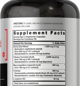 Horny Goat Weed Complex | 10,340 mg | 180 Capsules | Vegetarian, Non-GMO, and Gluten Free Formula with Tribulus, Maca, Yohimbe, and L-Arginine | by Horbaach