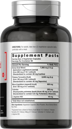 Horny Goat Weed Complex | 10,340 mg | 180 Capsules | Vegetarian, Non-GMO, and Gluten Free Formula with Tribulus, Maca, Yohimbe, and L-Arginine | by Horbaach