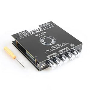 tda7498e bluetooth power amplifier board with subwoofer 2.1 channel 160w×2+220w, 15v-36v audio power amplifier module with treble and bass control,black