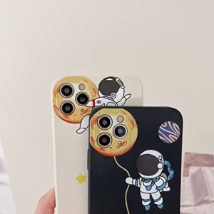 Yonds Queen for iPhone 13 mini Cute Case, Cartoon Astronaut Space Planet Design Stylish Bumper Cover Soft TPU Rubber Protective Anti-Slip Shockproof Case(iPhone 13 mini, Black Moon)