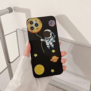 Yonds Queen for iPhone 13 mini Cute Case, Cartoon Astronaut Space Planet Design Stylish Bumper Cover Soft TPU Rubber Protective Anti-Slip Shockproof Case(iPhone 13 mini, Black Moon)