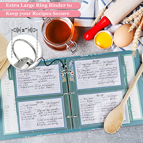 AR Kitchen Recipe Binder – Premium Recipe Organizer for 4 x 6-inch Cards – Anti-Tear Recipe Card Book Holder with 50 Cards - 25pcs Plastic Pockets Included – Elegant Floral Cover