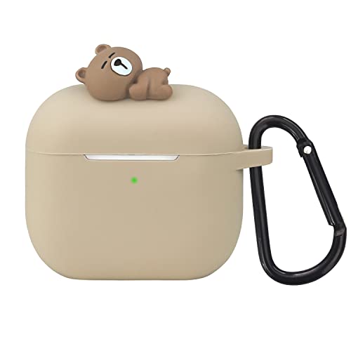 Wonhibo Cute Bear Airpods 3rd Case Cute 2021 Generation, Kawaii Animal Cover for Apple Airpod 3 Gen with Keychain