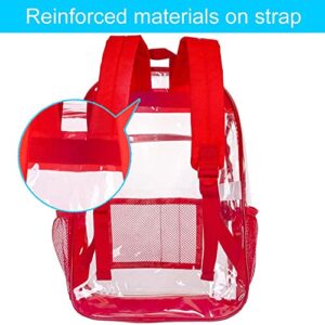 gxtvo Clear Backpack, Heavy Duty Transparent Bookbag, See Through Backpacks for Women Men - Red