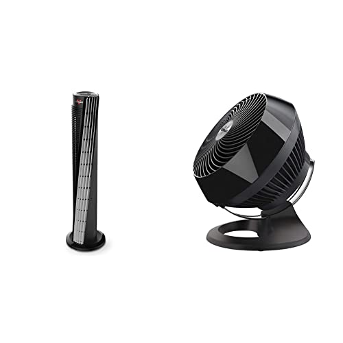 Vornado 660 Large Whole Room Air Circulator Fan with 4 Speeds and 90-Degree Tilt, 660-Large, Black & 184 Whole Room Air Circulator Tower Fan, 41", 184-41", Black