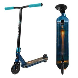 lightweight kick stunt scooter - lab tested safety certified street freestyle trick scooter w/alloy deck, high impact wheels, abec-9 bearing, hic system - for kids & teens (gravity in aliens)