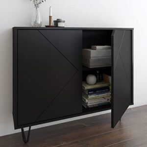 Nexera, Black 132206 Slim 2-Door Storage Cabinet