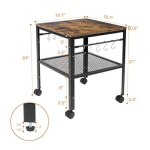 Rustic End Table, 2-Tier Side Table with Adjustable Height Shelf, 19.7" x 19.7" x 24", 143 lb Weight Capacity, Great for Mini Fridge Stand, Printer Stand, Aquarium Stand, Nightstand, Coffee Table