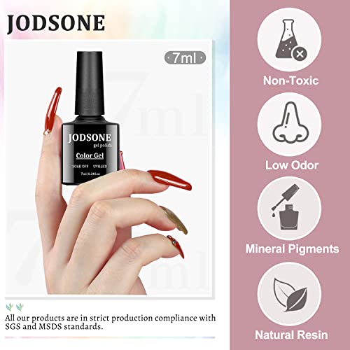 JODSONE 35 PCS Gel Nail Polish Set Base Coat No Wipe Top Coat Matte Top Coat Nail Polish Set - Gel Nail Kit with 32 Colors Gel polish Kit Green Blue Red Pink Collection Gifts for Women