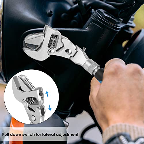 LASIEYO Adjustable Wrench, 10" to 12" Crescent Wrenches with 180° Rotating Head Wrench tool, Cr-V Chrome Vanadium Steel