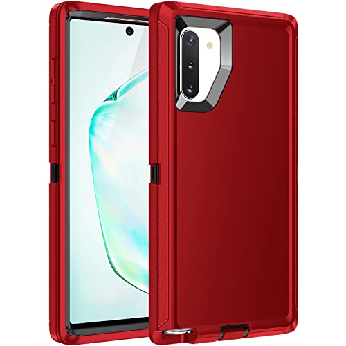 Mieziba for Galaxy Note 10 Plus Case,Shockproof Dropproof Dustproof,3-Layer Full Body Protection Heavy Duty High Impact Hard Cover Case for Galaxy Note 10 Plus 6.8 inch(2019 Release),Red/Black