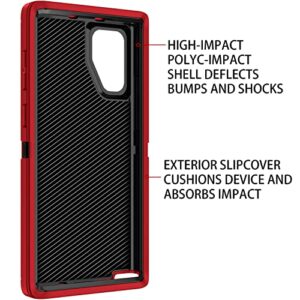 Mieziba for Galaxy Note 10 Plus Case,Shockproof Dropproof Dustproof,3-Layer Full Body Protection Heavy Duty High Impact Hard Cover Case for Galaxy Note 10 Plus 6.8 inch(2019 Release),Red/Black