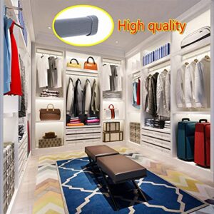 18 to 26 Inch Adjustable Closet Rod, Oval Closet Rod Wall Mounted Hanging Rod for Closet, Premium Aluminum Alloy Closet Pole Grey Closet Bar with Socket Set for Wardrobes, No Rust, With End Supports