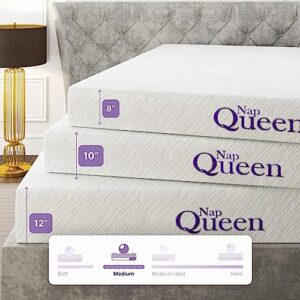 NapQueen 10 Inch Queen Size Mattress, Cooling Gel Memory Foam Mattress, Bed in a Box