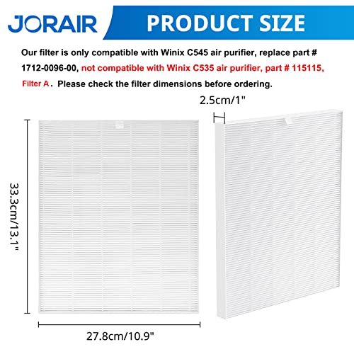 C545 True HEPA Replacement Filter S Compatible with Winix C545 Air Purifier, Replaces for Winix Filter S 1712-0096-00, 4 Pack H13 Grade True HEPA Filters