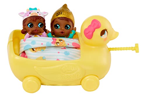 Baby Born Mini Babies Playset – Unwrap Surprise Twins or Triplets Collectible Baby Dolls with Soft Swaddle, Blanket, Ducky Pull Toy Series 3 Multicolor