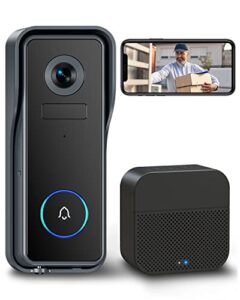 wireless video doorbell camera with wireless chime, euki door bell ringer wireless with camera, 2k hd new version, human detection, night vision, 2-way audio, ip65, rechargeable battery, ios & android