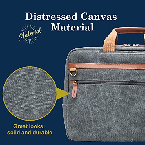 SANWA 17.3 inch Vintage Canvas Backpack, Convertible Laptop Computer Bag, Messenger Bag, Convertible Shoulder Bag Handbag, Compatible with MacBook Notebook, for Men, Women, Travel, College, Gray