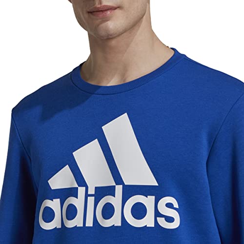 adidas Men's Essentials Big Logo Fleece Sweatshirt, Team Royal Blue/White, Large