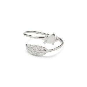 pura vida silver disney pocahontas feather wrap ring w/opal stone - brass base, rhodium plating - size 7