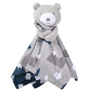 minky animal snuggler lovey blanket for kids, babies, boys, girls, gender neutral security blanket with stuffed animal (beloved snowcap bear)