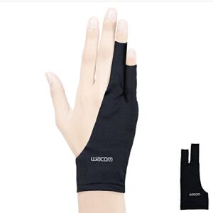 wacom drawing glove, two-finger artist glove for drawing tablet pen display, 90% recycled material, eco-friendly, one-size (1 pack), black