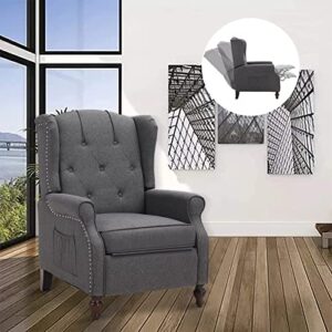 VUYUYU Wingback Recliner Chair, Push Back Arm Chair with Heat and Massage, Tufted Single Sofa for Home, Living Room, Office, Bedroom (Grey)