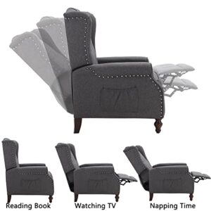 VUYUYU Wingback Recliner Chair, Push Back Arm Chair with Heat and Massage, Tufted Single Sofa for Home, Living Room, Office, Bedroom (Grey)