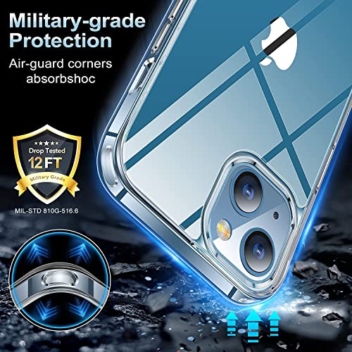 AEDILYS Shockproof for iPhone 13 Mini Case,[ NOT-Yellowing][12FT Military Grade Drop Protection] [Scratch-Resistant], Slim Non-Slip iPhone 13 Mini Phone Case- Clear