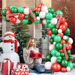 Balloon Garland Arch Kit Christmas, 87PCS Green Red White Christmas Balloon Garland Balloon Arch Kit with Candy Cane Foil Balloons for Kids Christmas Party Decorations New Year Holiday Party Supplies