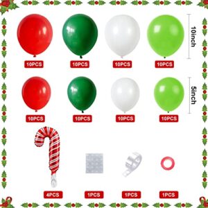 Balloon Garland Arch Kit Christmas, 87PCS Green Red White Christmas Balloon Garland Balloon Arch Kit with Candy Cane Foil Balloons for Kids Christmas Party Decorations New Year Holiday Party Supplies