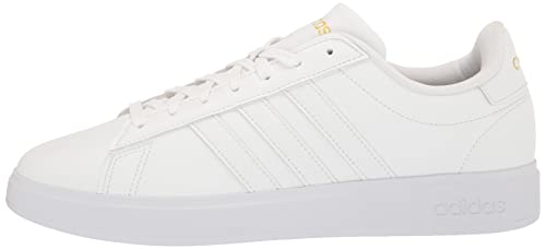 adidas womens Grand Court 2.0 Tennis Shoe, Ftwr White/Ftwr White/Gold Metallic, 8 US