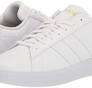 adidas womens Grand Court 2.0 Tennis Shoe, Ftwr White/Ftwr White/Gold Metallic, 8 US