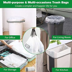 Allclean 2-4 Gallon Trash Bag,Small 4 Gallon Kitchen Drawstring Trash Bag, Unscented Bathroom Garbage Bag Waste basket Liners Fit 11-14 liters for office,Car(90 White Bags)