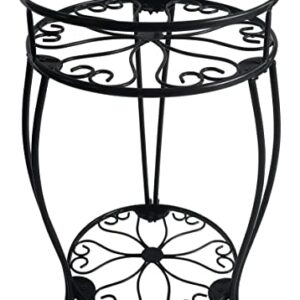 NOAMOO 19.3inch Tall Metal Plant Stand, 2 Tier Potted Plant Shelf for Indoor Outdoor, Flower Pot Holder for Corner Living Room Patio Balcony Garden, Kitchen and Bathroom Display Rack,Black