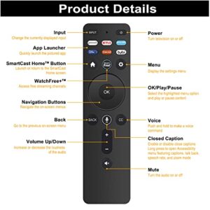 New Replacement Voice Remote XRT260 fit for Vizio M-Series Smart TV M75Q6-J03 M50Q7-J01 P65Q9-J01 P75Q9-J01 M58Q7-J01 M65Q7-J01 M70Q7-J03 M75Q7-J03 M43Q6-J04 M50Q6-J01 M55Q6-J01 M65Q6-J09 M70Q6-J03