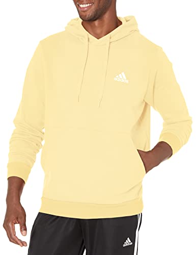 adidas Men's Essentials Fleece Hoodie, Almost Yellow/White, Large