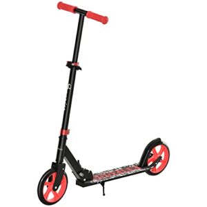 soozier folding kick scooter for 12 years and up for adults and teens, push scooter with height adjustable handlebar, big wheels and rear wheel brake