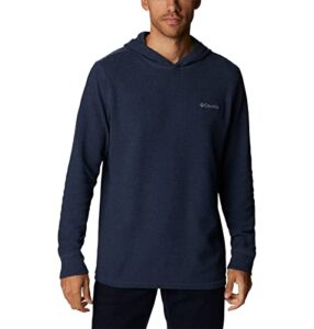 columbia men's pine peak waffle hoodie, collegiate navy heather, medium