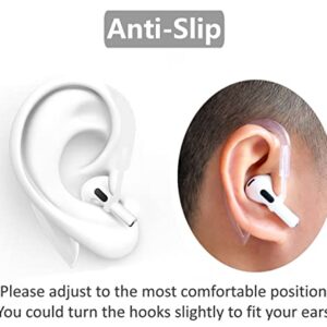 3 Pairs Ear Hooks Compatible with AirPods Pro 2nd 1st and 3 2 1, 360 Angle Rotation Adjustable Length Anti-Slip Sport Earhooks Wing Tips Holder Compatible with AirPods 3 2 1 and Pro 2 1 - Translucent