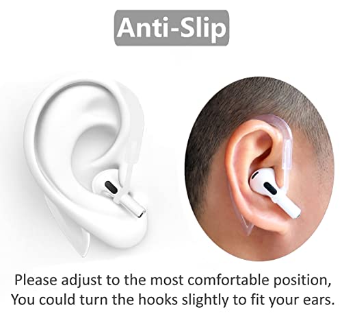 3 Pairs Ear Hooks Compatible with AirPods Pro 2nd 1st and 3 2 1, 360 Angle Rotation Adjustable Length Anti-Slip Sport Earhooks Wing Tips Holder Compatible with AirPods 3 2 1 and Pro 2 1 - Translucent