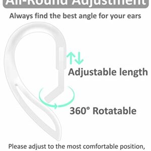 3 Pairs Ear Hooks Compatible with AirPods Pro 2nd 1st and 3 2 1, 360 Angle Rotation Adjustable Length Anti-Slip Sport Earhooks Wing Tips Holder Compatible with AirPods 3 2 1 and Pro 2 1 - Translucent