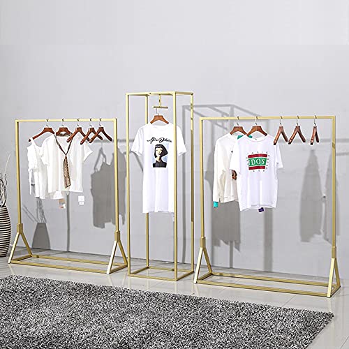 WFDERAN Creative Simple Clothes Retail Heavy Duty Metal Garment Racks,Clothing Store Hanger Storage Shelves,Commercial Wedding Dress Floor-Standing Display Rack (Gold, 71" H)