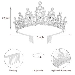 Velscrun Happy Birthday Queen Crown and Sash, Crowns for Women Birthday Queen Sash, Tiara for Women Birthday, Silver Tiaras and Crowns for Women, Happy Birthday Decorations Accessories for Women