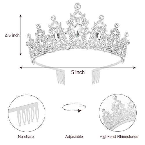 Velscrun Happy Birthday Queen Crown and Sash, Crowns for Women Birthday Queen Sash, Tiara for Women Birthday, Silver Tiaras and Crowns for Women, Happy Birthday Decorations Accessories for Women