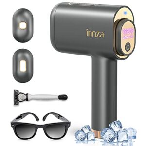 innza laser hair removal device with sapphire ice cooling function,upgraded 999999 flashes ipl hair removal permanent for women and men,depiladora laser for facial,body, bikini line,corded